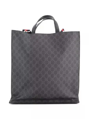 Gucci Convertible Soft Open Gg Coated Canvas Tall Tote Bag - Black