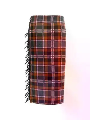 Guest In Residence Tartan Fringe-trim Midi Skirt - Brown