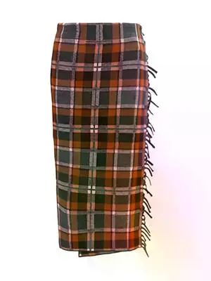 Guest In Residence Tartan Fringe-trim Midi Skirt