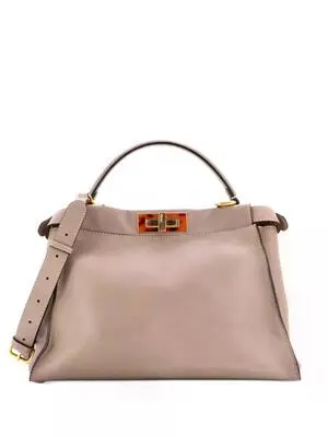 Fendi Peekaboo Bag Leather With Tortoise Detail Regular Shoulder Bag - Brown