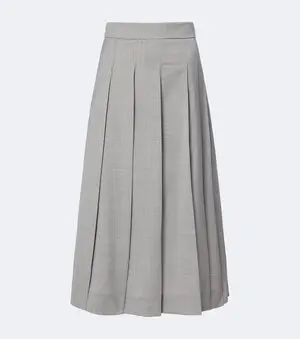 Max Mara Pleated Virgin Wool Maxi Skirt - Grey
