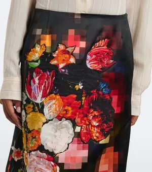 Dries Van Noten Embroidered Cotton And Silk Midi Skirt