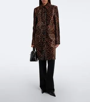 TOTEME Leopard-print Calf Hair Coat - Brown