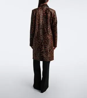 TOTEME Leopard-print Calf Hair Coat - Brown