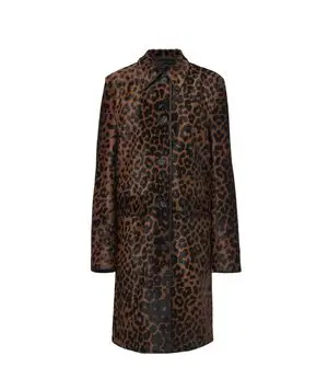 TOTEME Leopard-print Calf Hair Coat - Brown