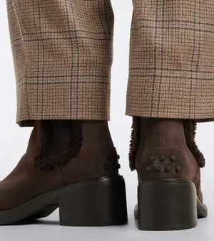 TOD'S Shearling-lined Suede Ankle Boots