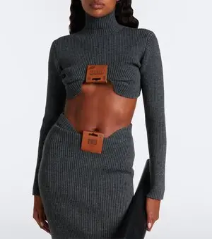 JEAN PAUL GAULTIER Cropped Wool-blend Turtleneck Sweater