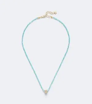SUZANNE KALAN Infinite 18kt Beaded Necklace With Apatites And Diamonds - Blue