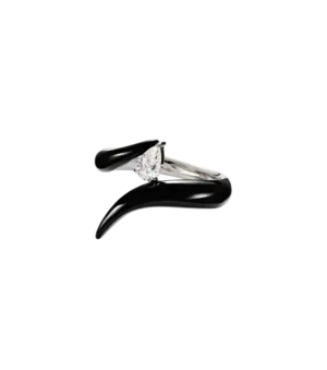 Nikos Koulis Oui 18kt White Gold And Enamel Ring With Diamonds - Silver