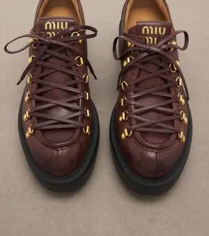 Miu Miu Leather Lace-up Loafers