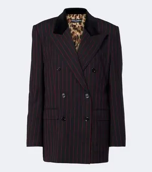 Dolce & Gabbana Chalk Stripe Wool And Cotton-blend Blazer - Blue