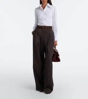 Dolce & Gabbana Pinstripe Wool-blend Wide-leg Pants