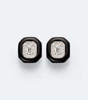 Nikos Koulis Oui 18kt White Gold And Enamel Earrings With Diamonds - Silver