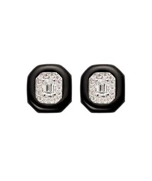 Nikos Koulis Oui 18kt White Gold And Enamel Earrings With Diamonds - Silver