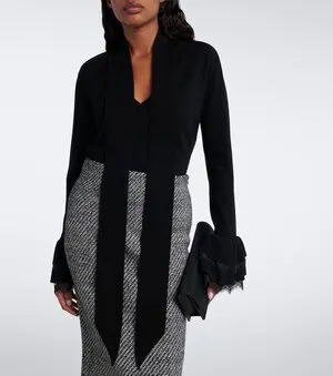 Nina Ricci Lace-trimmed Wool-blend Top