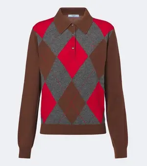 Prada Argyle Cashmere Polo Sweater - Multicoloured