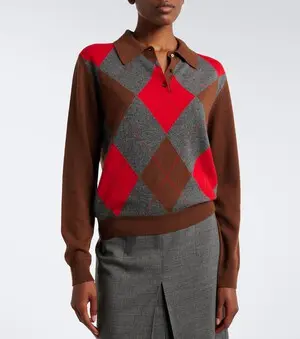 Prada Argyle Cashmere Polo Sweater - Multicoloured
