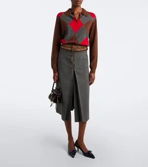 Prada Argyle Cashmere Polo Sweater - Multicoloured