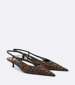 Saint Laurent Secret Leopard-print Slingback Pumps - Multicoloured