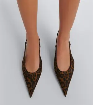 Saint Laurent Secret Leopard-print Slingback Pumps - Multicoloured