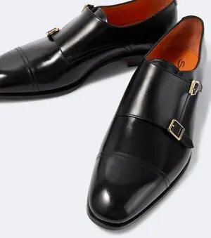 Santoni Leather Monk Strap Shoes