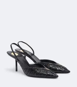 Saint Laurent Folie Cassandre Leather Slingback Pumps - Black