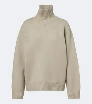 TOTEME Oversized Wool Turtleneck Sweater - Beige