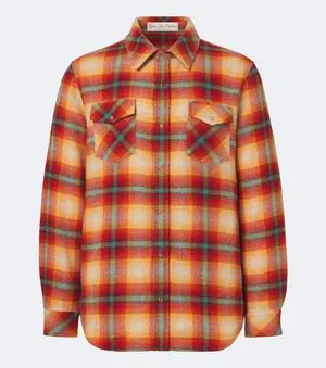 GOD'S TRUE CASHMERE Shadow Plaid Cashmere Shirt With Carnelians - Multicoloured