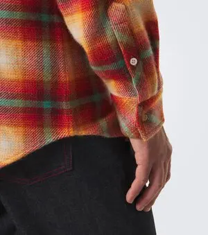 GOD'S TRUE CASHMERE Shadow Plaid Cashmere Shirt With Carnelians
