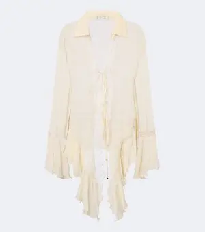 Blumarine Asymmetric Lace-trimmed Blouse - Pink