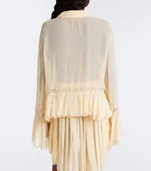 Blumarine Asymmetric Lace-trimmed Blouse - Pink