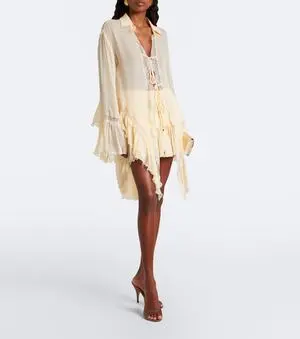 Blumarine Asymmetric Lace-trimmed Blouse - Pink