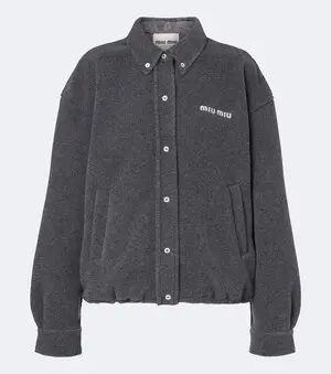Miu Miu Logo Embroidered Blouson Jacket