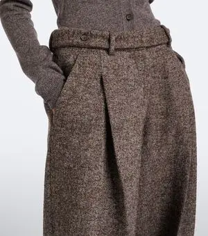 Magda Butrym Herringbone Wool-blend Wide-leg Pants