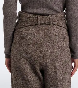 Magda Butrym Herringbone Wool-blend Wide-leg Pants
