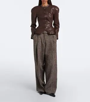 Magda Butrym Herringbone Wool-blend Wide-leg Pants