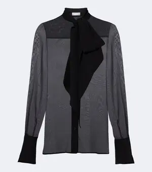 Nina Ricci Silk Chiffon Blouse - Black