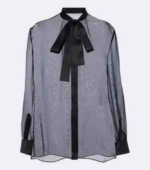 Dolce & Gabbana Sheer Tie-neck Silk Chiffon Blouse