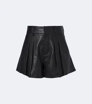 FRAME Pleated Leather Shorts