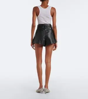 FRAME Pleated Leather Shorts