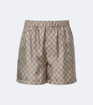 Gucci Gg Silk Twill Shorts - Grey