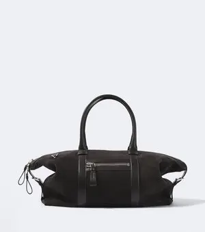 TOM FORD Buckley Leather-trimmed Suede Duffel Bag - Grey