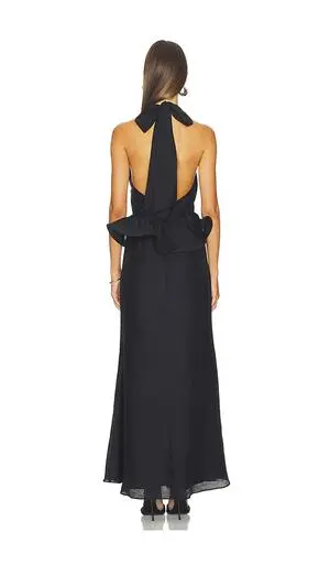 ELLIATT Fiorina Halter Neck Peplum Gown - Black