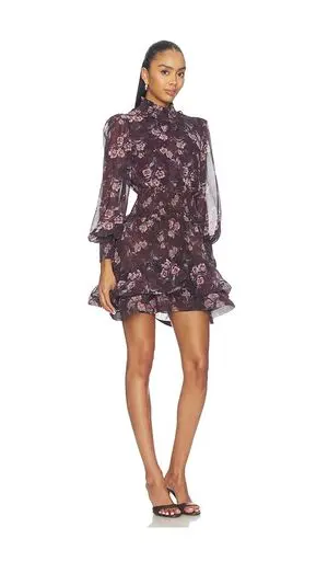 ELLIATT Rosaria Long Sleeves With High Neck Mini Dress In Purple