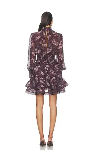 ELLIATT Rosaria Long Sleeves With High Neck Mini Dress In Purple