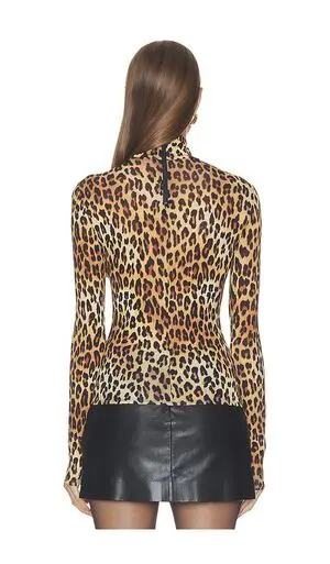 Alice + Olivia Delaina Longsleeve Turtleneck Top In Brown