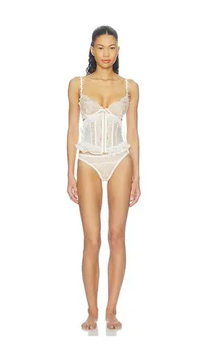 For Love & Lemons Chantilly Underbust Corset In Tan In Cream - Tan Brown