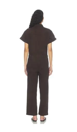 PISTOLA Cruz Short Sleeve Barrel Leg Jumpsuit In Brown