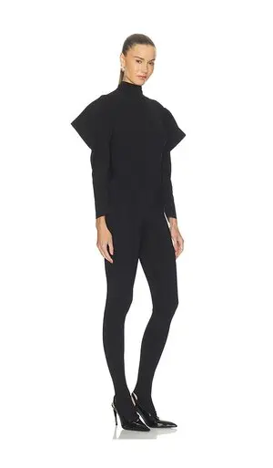 Norma Kamali Wing Sleeve Open Back Bow Neck Catsuit