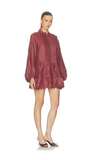 Bardot Antonia Lace Trim Mini Dress In Brown - Chestnut